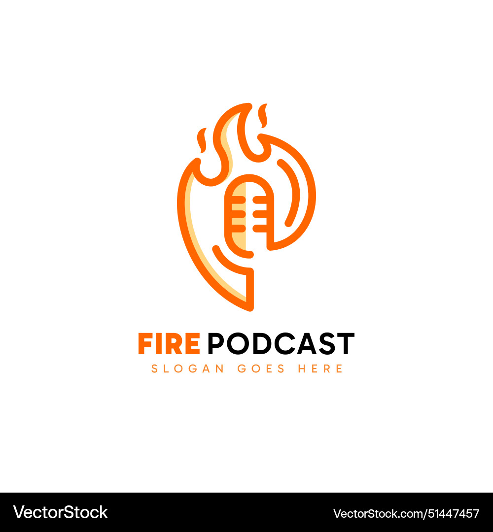 Fire podcast logo design abstract initial letter Vector Image