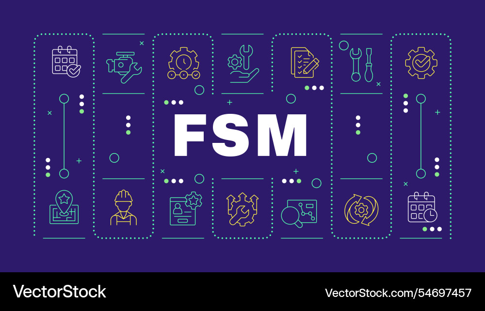 Fsm dark blue word concept Royalty Free Vector Image
