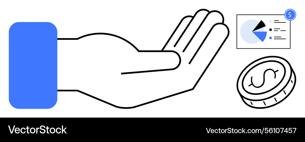 Open hand receiving money with financial chart Vector Image