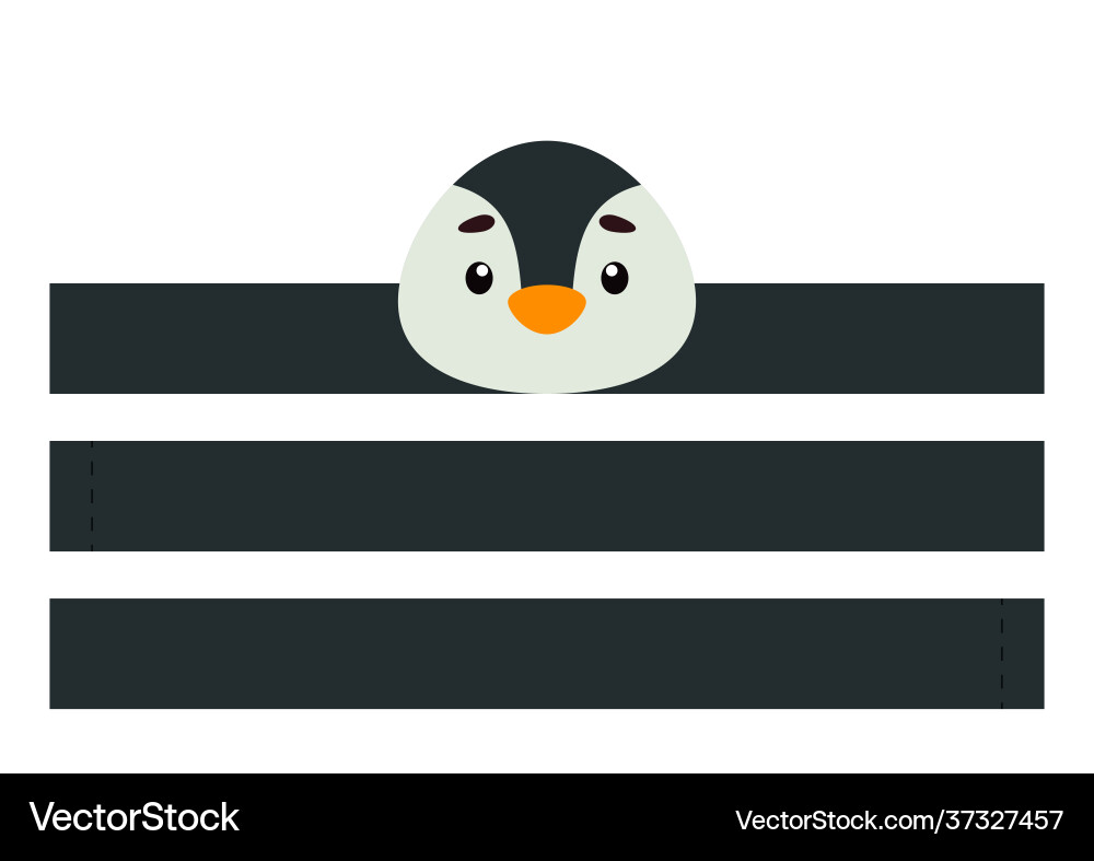Printable penguin paper crown party headband die Vector Image