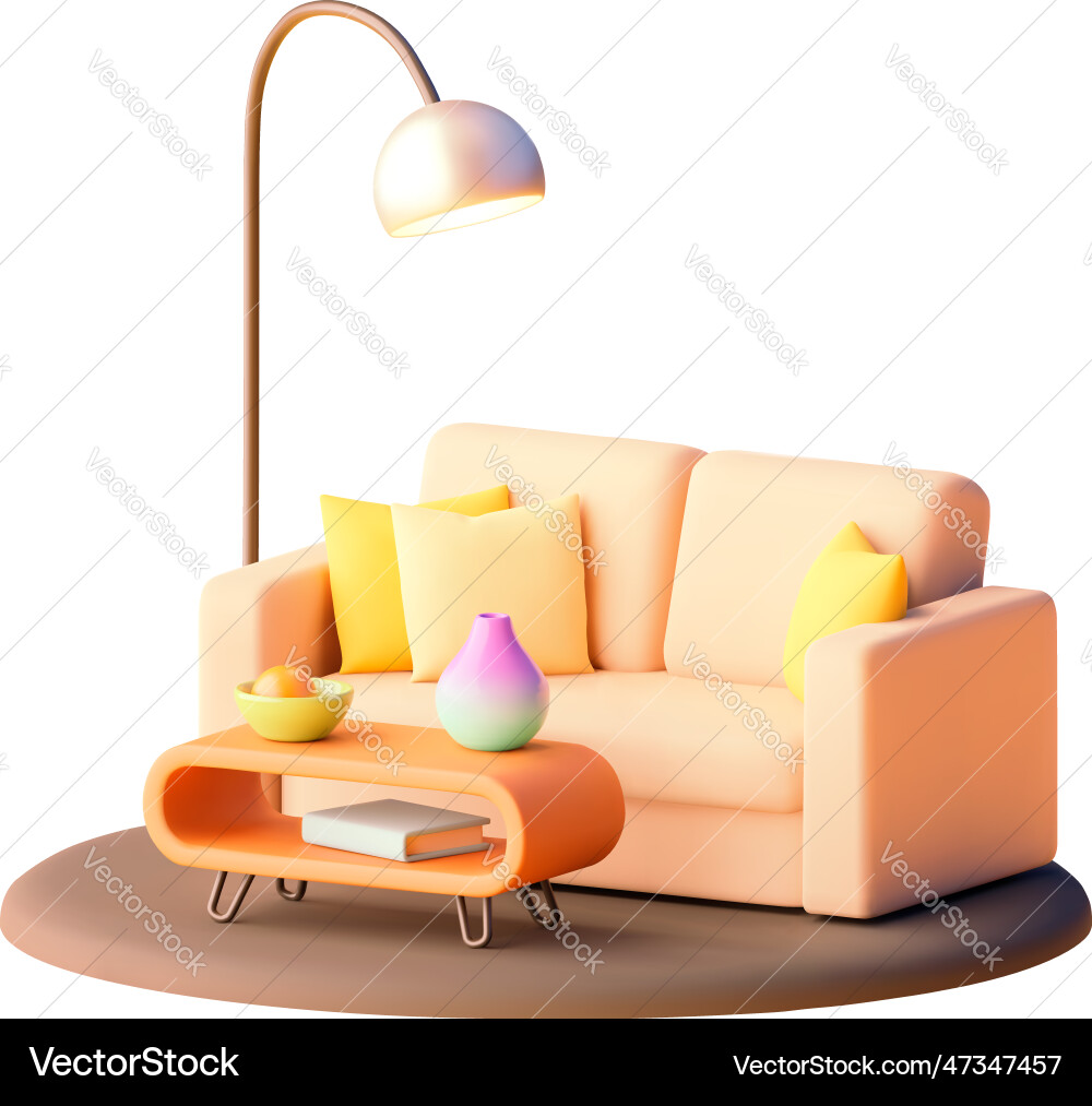 Sofa with coffee table Royalty Free Vector Image