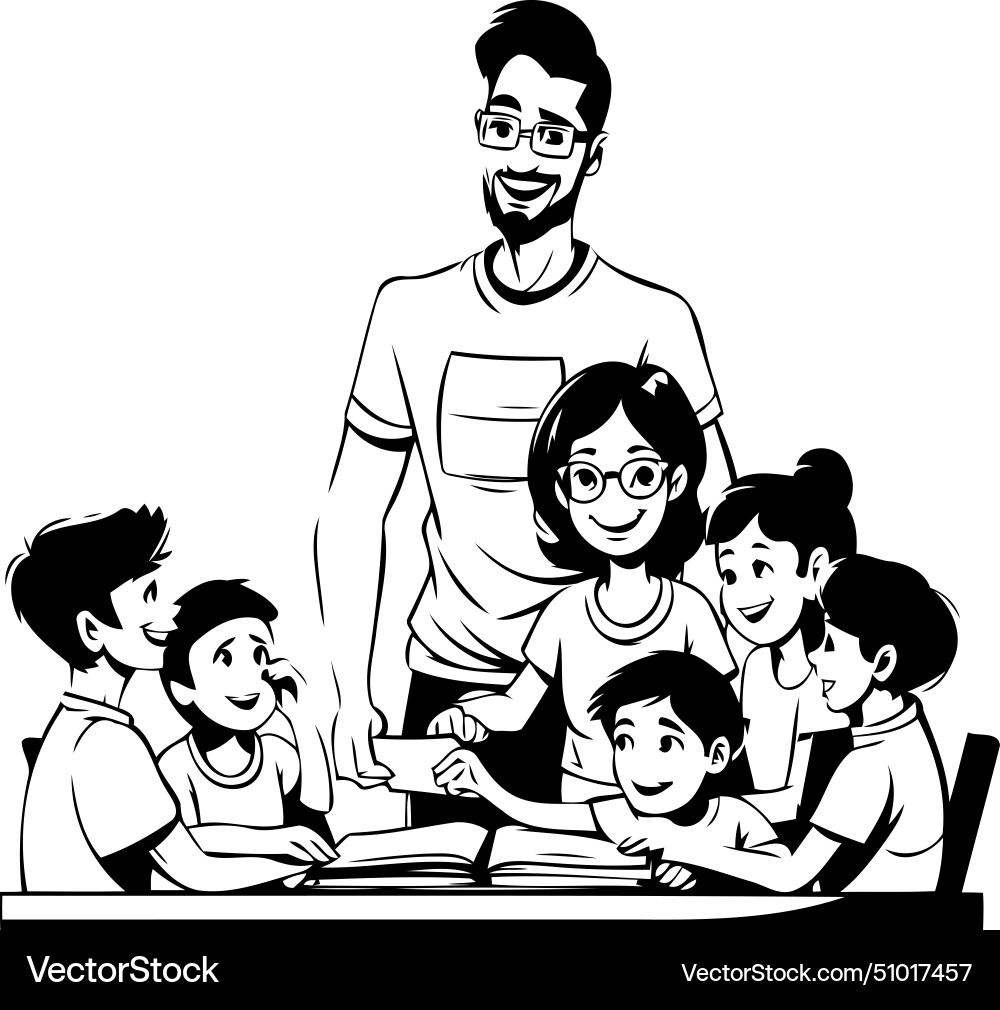 Teacher with students in classroom cartoon Vector Image