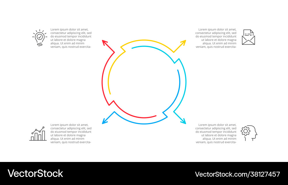 Thin line cycle infographic with arrows modern Vector Image