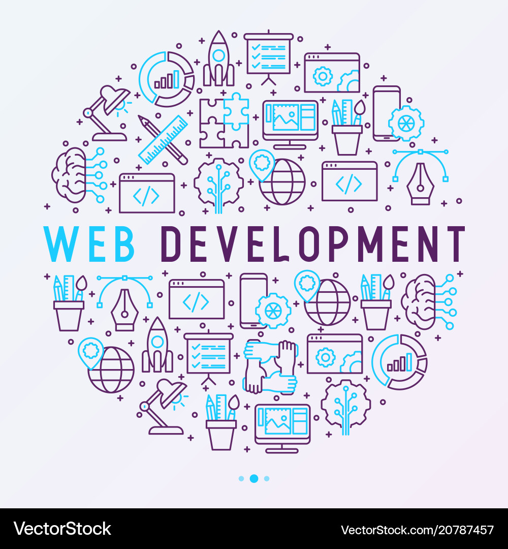 Web development concept in circle Royalty Free Vector Image