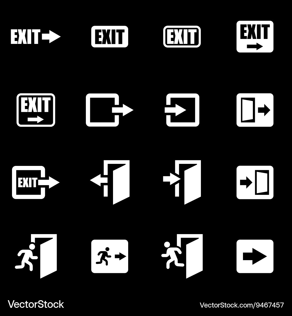 White exit icon set Royalty Free Vector Image - VectorStock