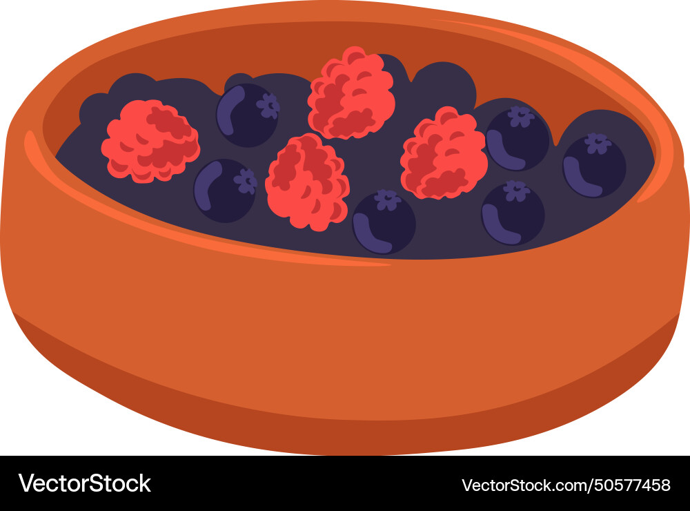 Bowl with fresh berries raspberry and blueberry Vector Image