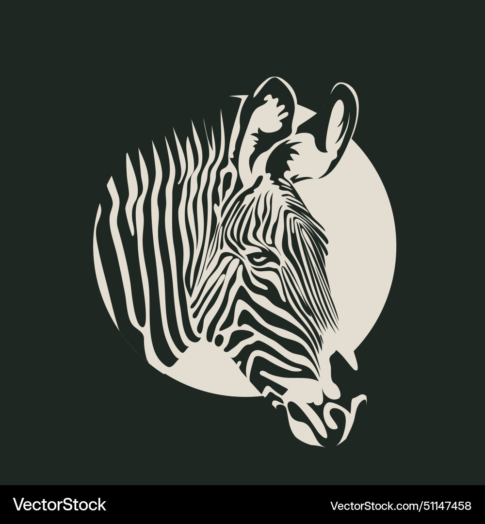 Drawing of a zebra head in a circle Royalty Free Vector