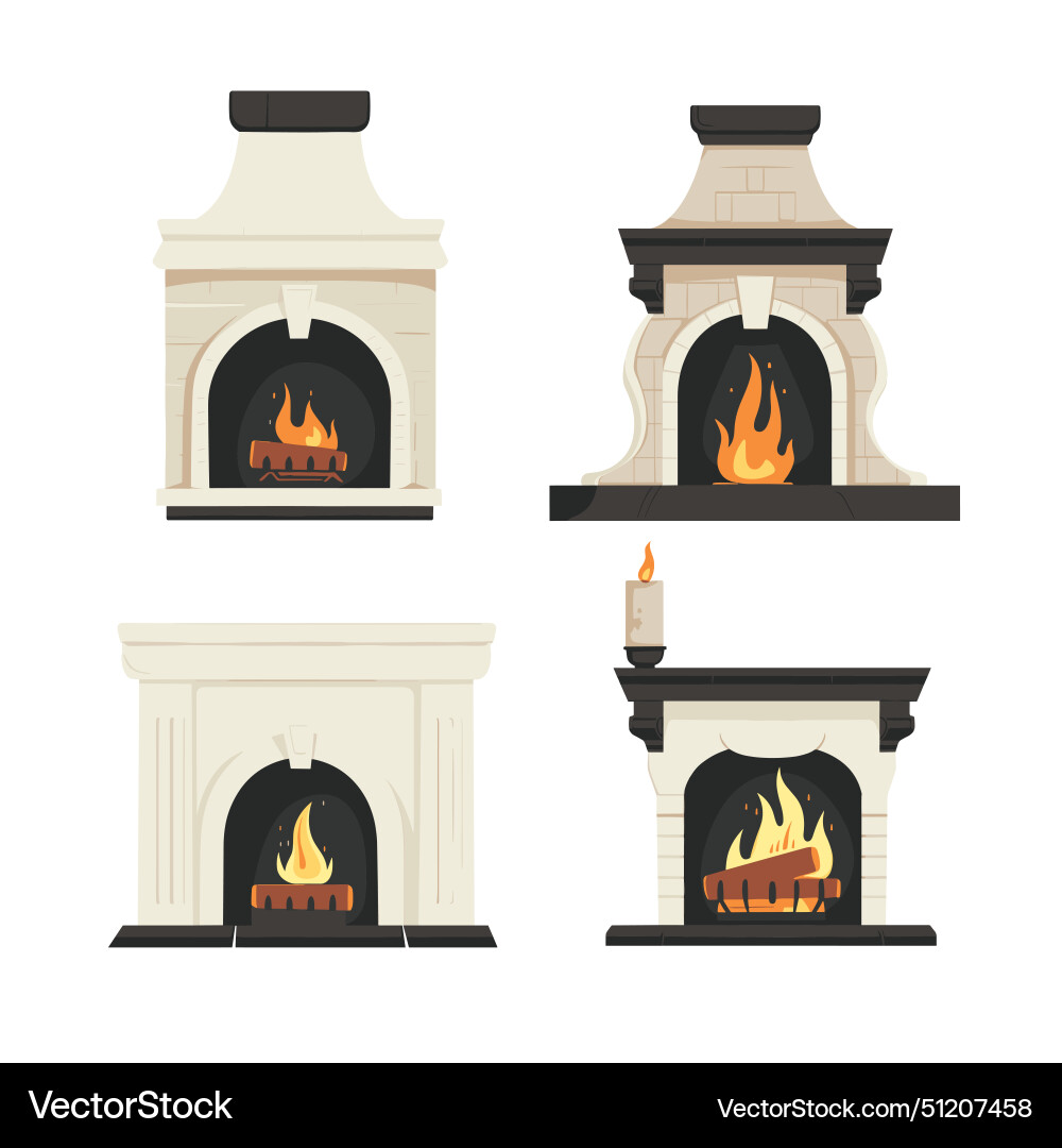 Four different designs fireplace Royalty Free Vector Image