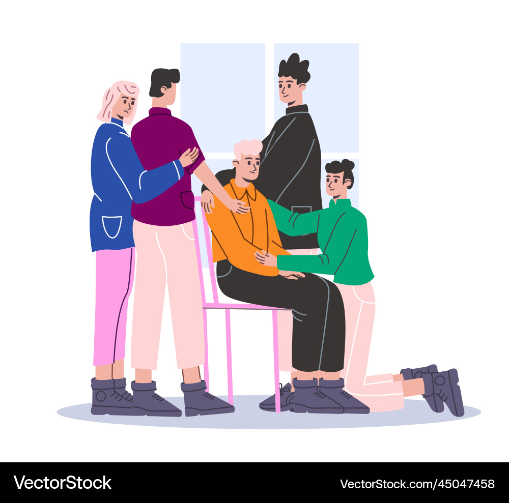 Group support therapy hugging people comfort Vector Image