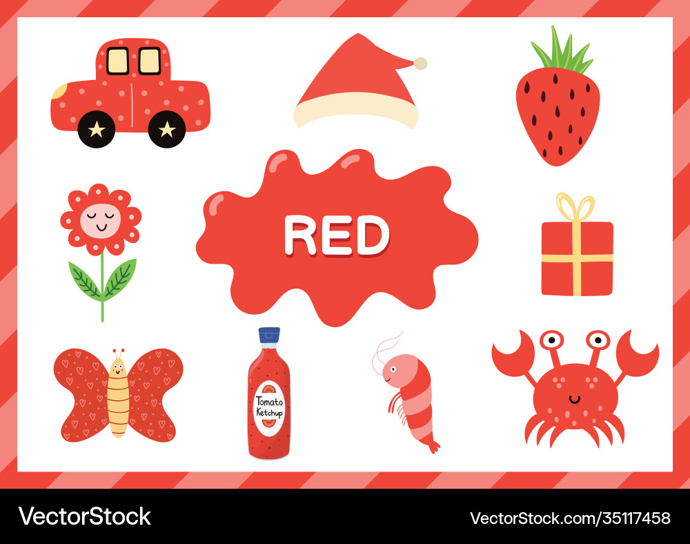 Learning color red educational poster Royalty Free Vector