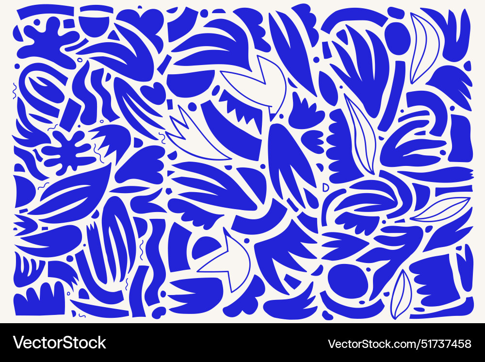Set of abstract collage shapes blue Royalty Free Vector