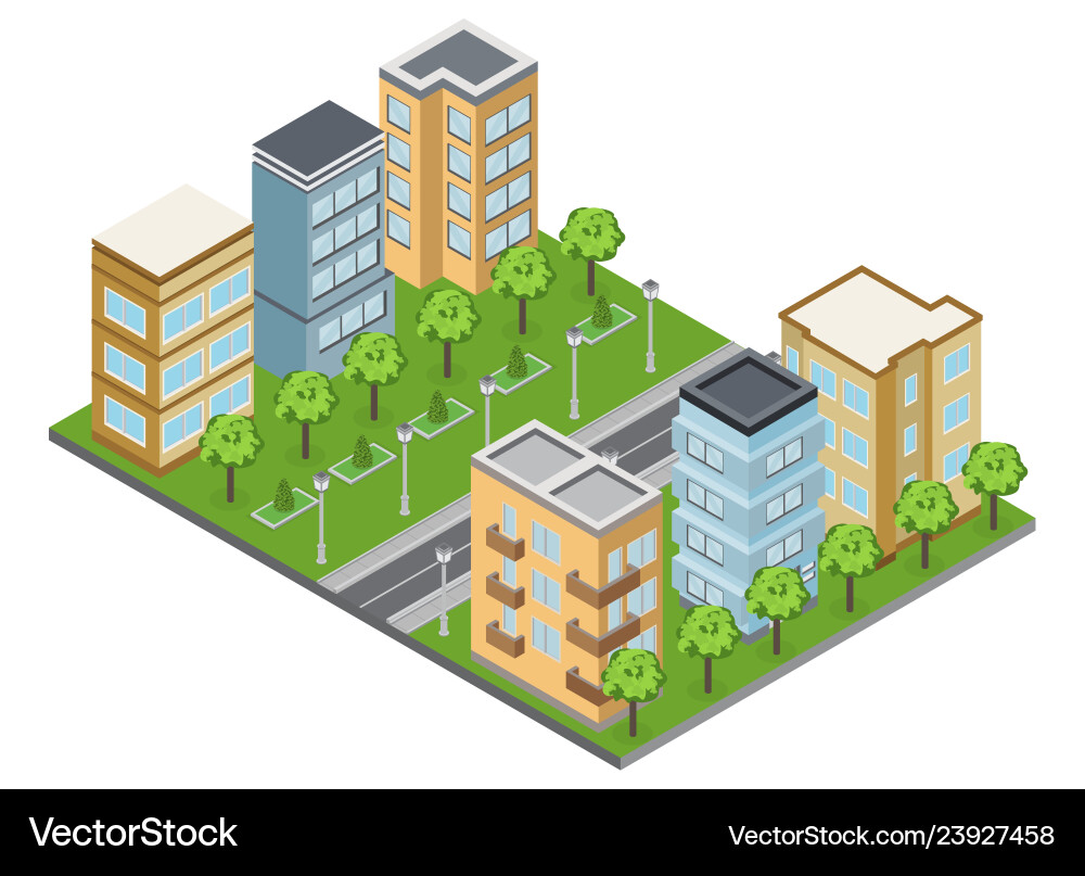 Suburb buildings Royalty Free Vector Image - VectorStock