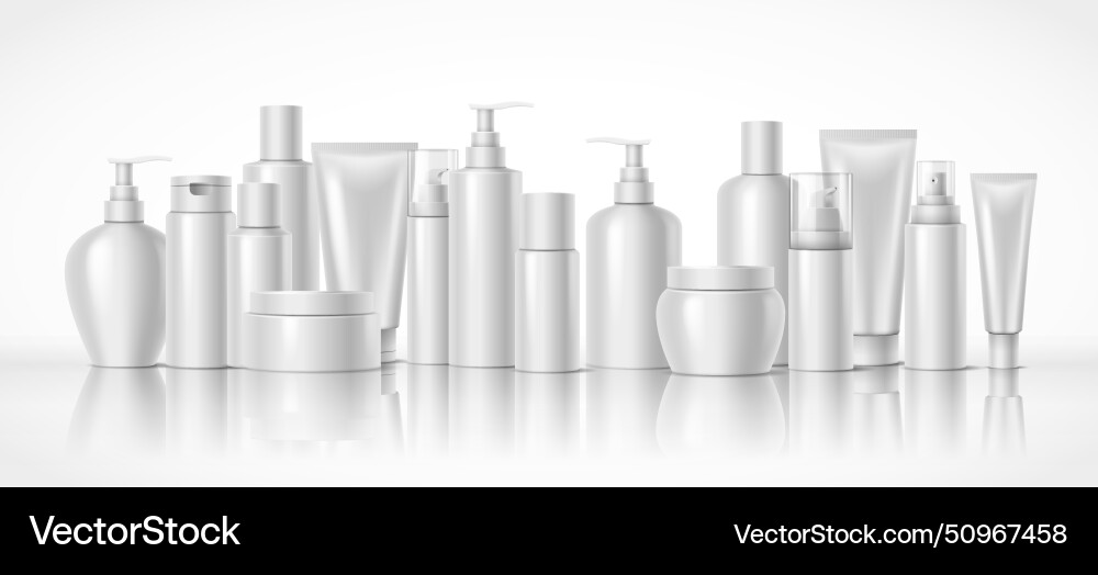 Various cosmetics products packages set Royalty Free Vector