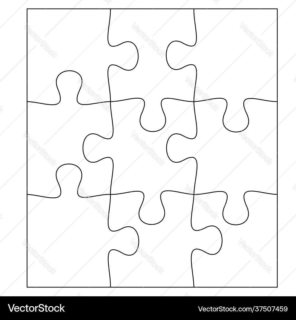 9-Piece Jigsaw Puzzle - Line Art – Royalty-Free Vector | VectorStock