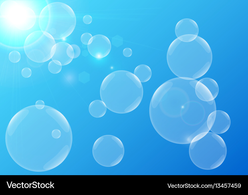 Abstract bubbles with blue color background Vector Image