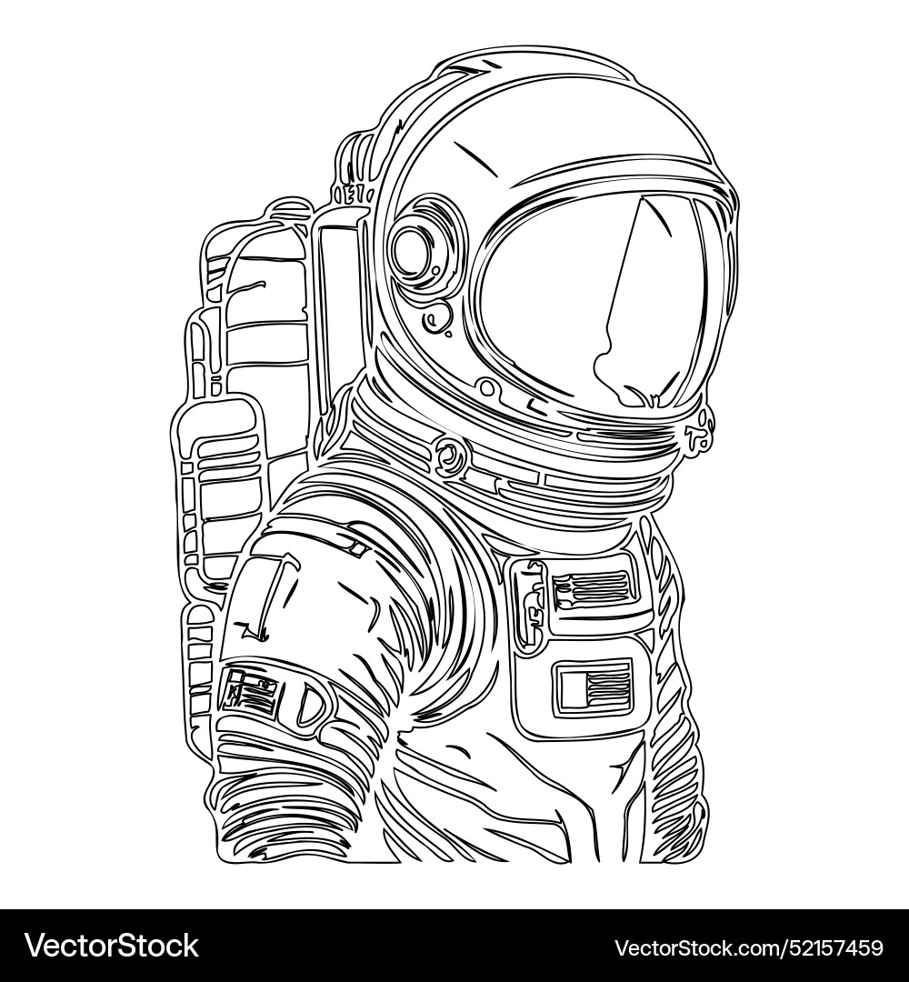 Astronaut outline sketch Royalty Free Vector Image