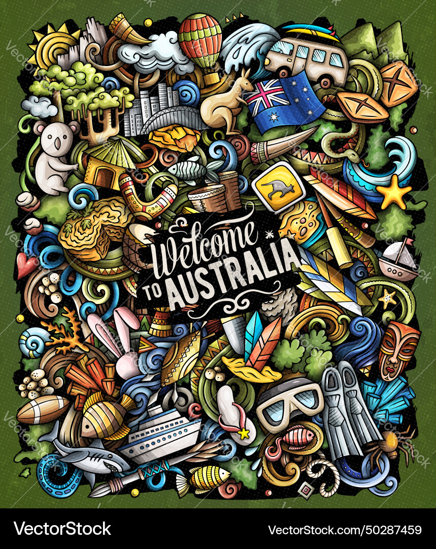 Australia cartoon doodle Royalty Free Vector Image