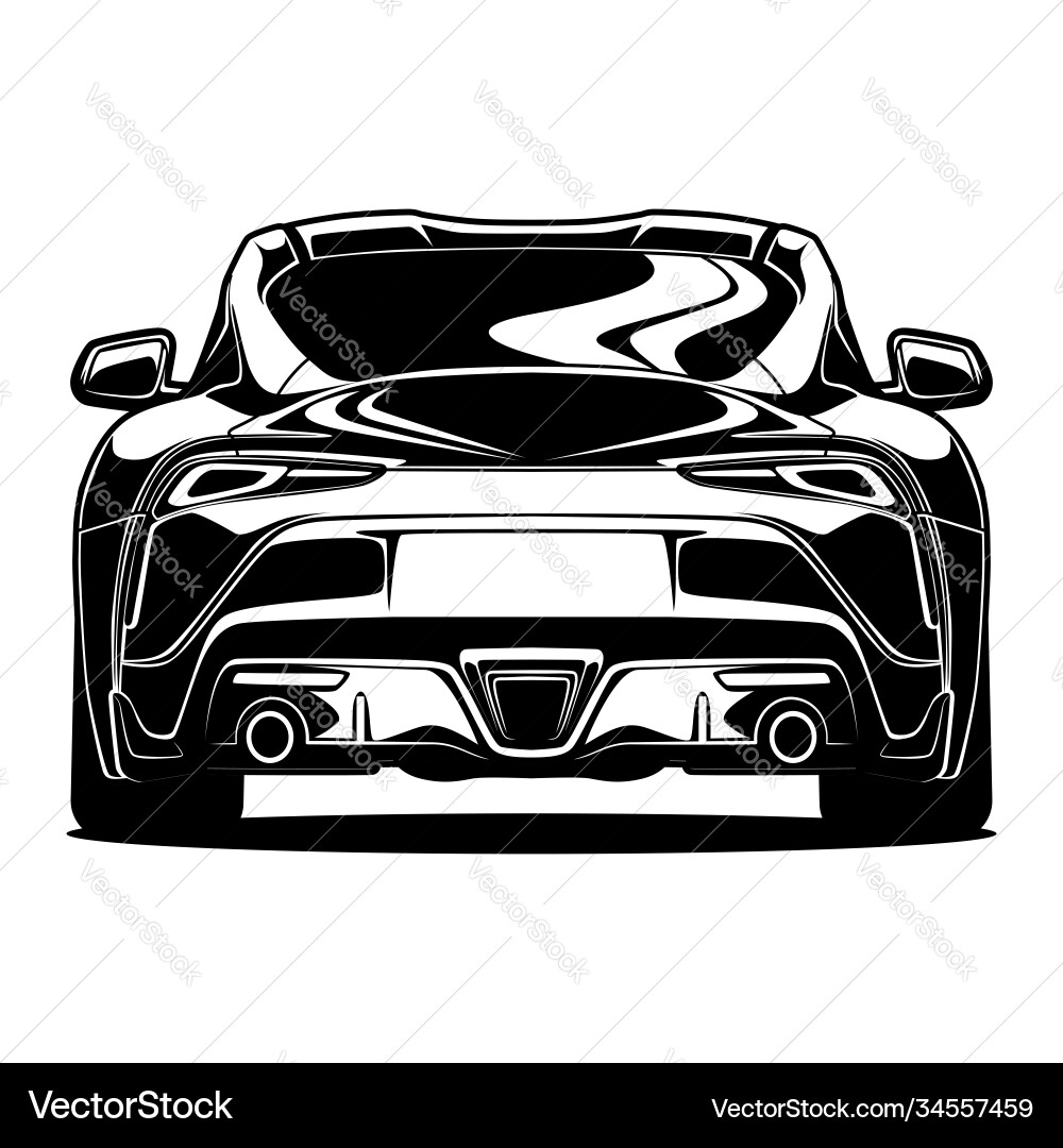 Back view car Royalty Free Vector Image - VectorStock