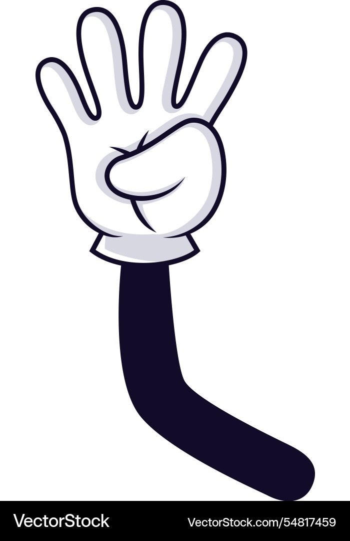 Cartoon hand with four fingers extended making Vector Image