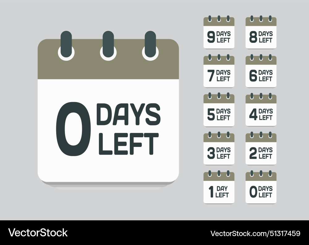 Countdown daily page calendar icon - 0 days left Vector Image