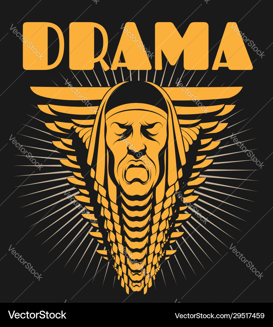 Drama hand drawn male face Royalty Free Vector Image