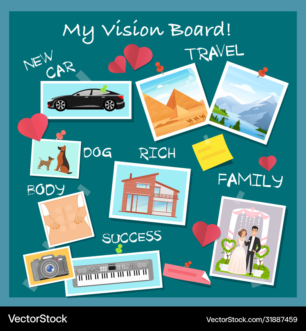 Dream Board Inspiration Collage Royalty Free Vector Image