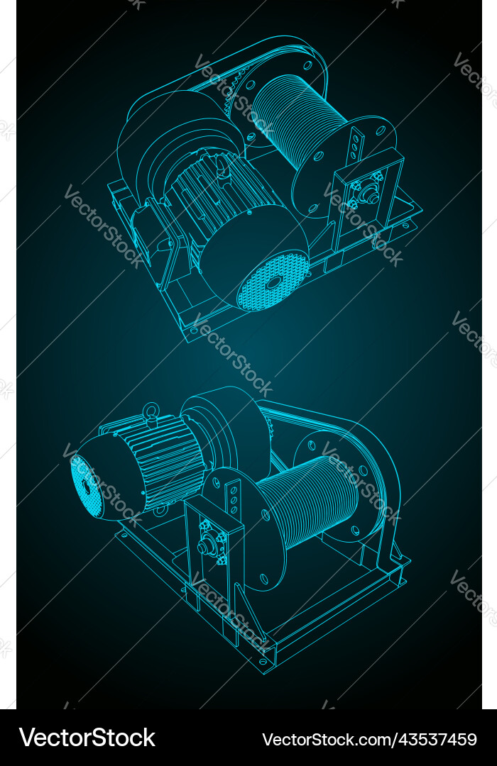 Electric winch drawings Royalty Free Vector Image
