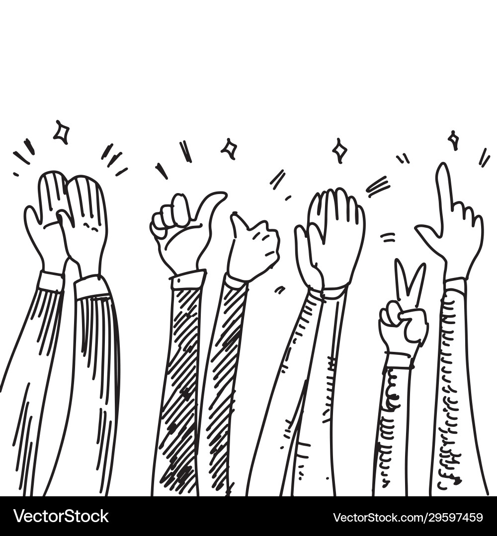 Hand drawn sketch style human hands clapping Vector Image