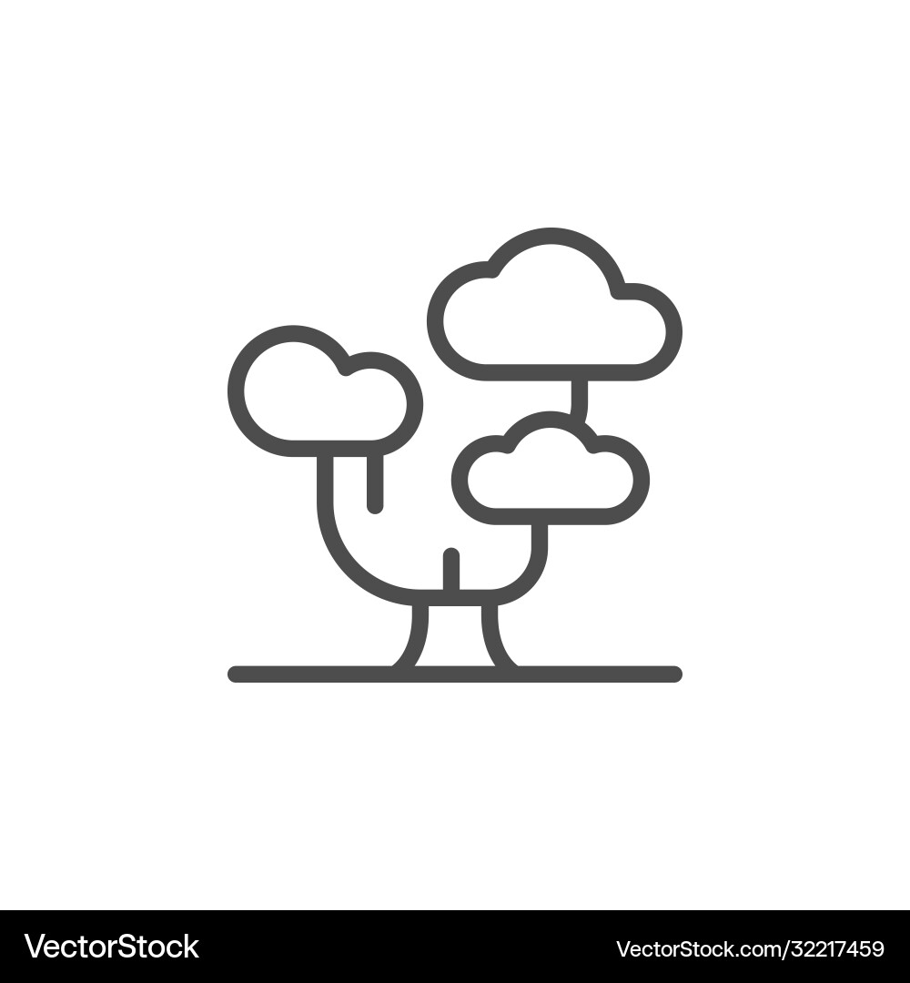 Tree line outline icon and plant sign Royalty Free Vector