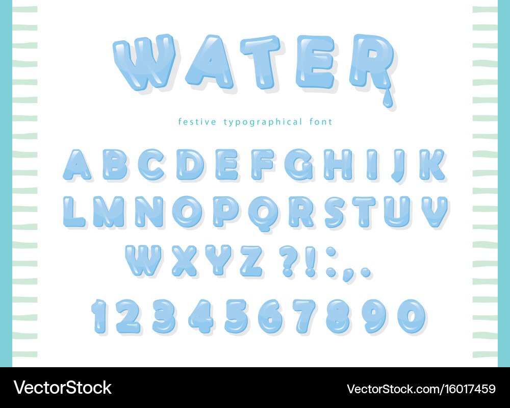 Water font design transparent glossy abc letters Vector Image
