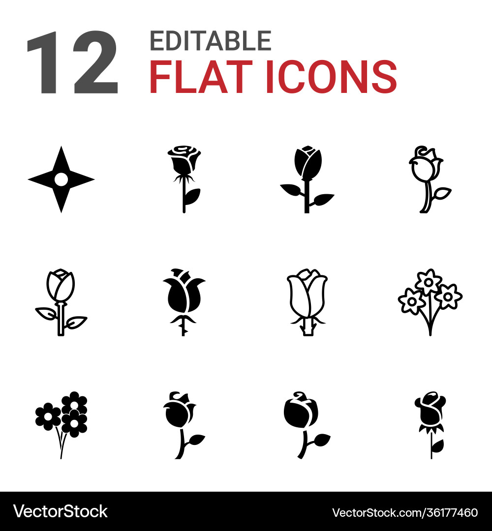 12 rose icons Royalty Free Vector Image - VectorStock