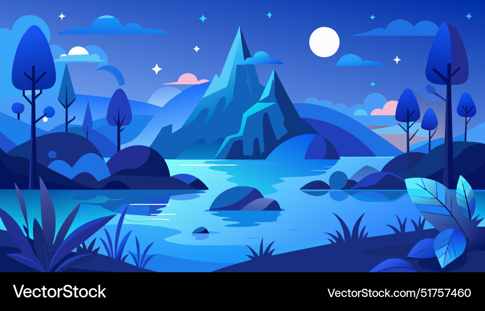 Blue scenery nature minimal flat abstract Vector Image