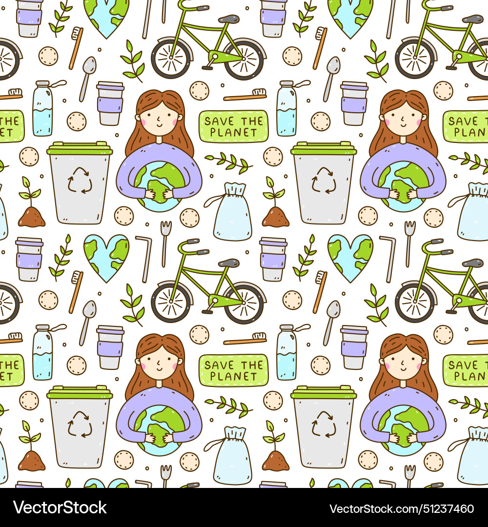 Cute zero waste pattern Royalty Free Vector Image