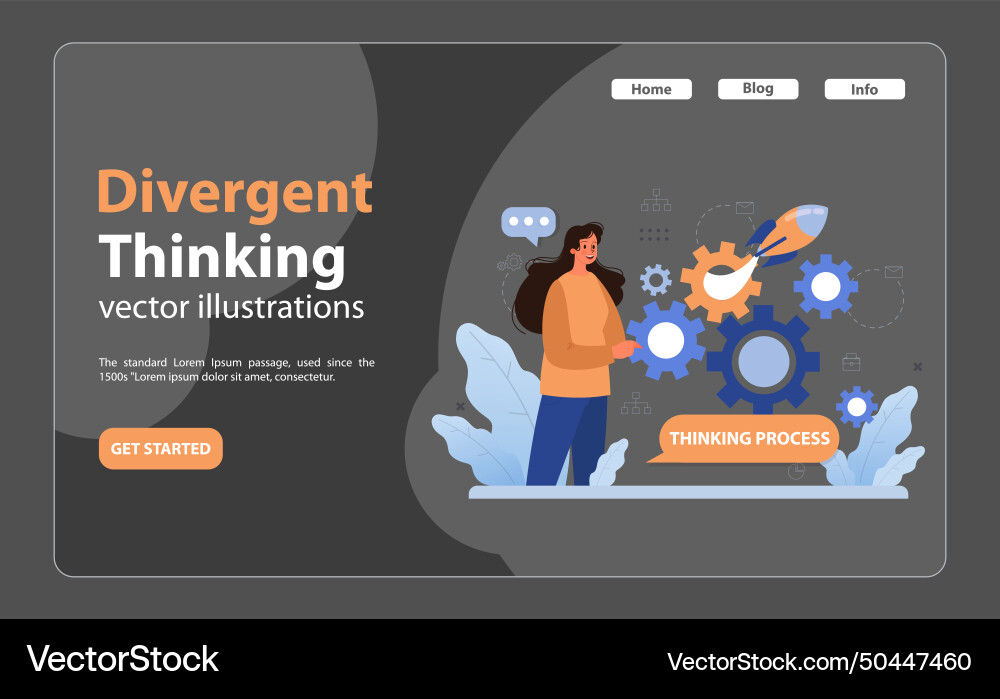 Divergent thinking process concept flat Royalty Free Vector