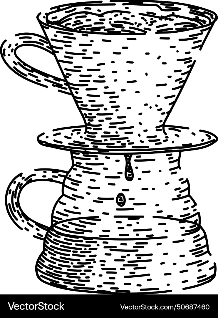 Drip coffee shop sketch hand drawn Royalty Free Vector Image