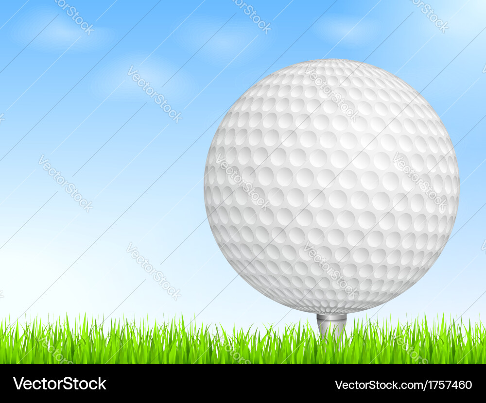 Isolated Golf Ball on Green Grass Royalty Free Vector Image