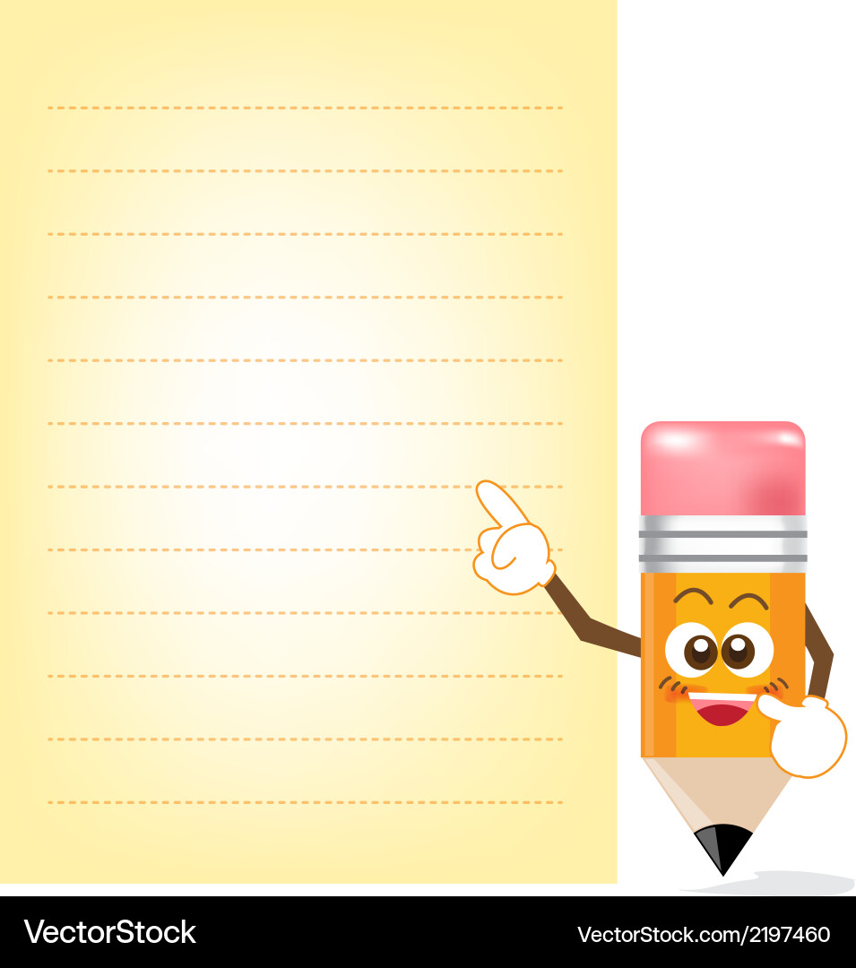Pencil cartoon showing note paper Royalty Free Vector Image