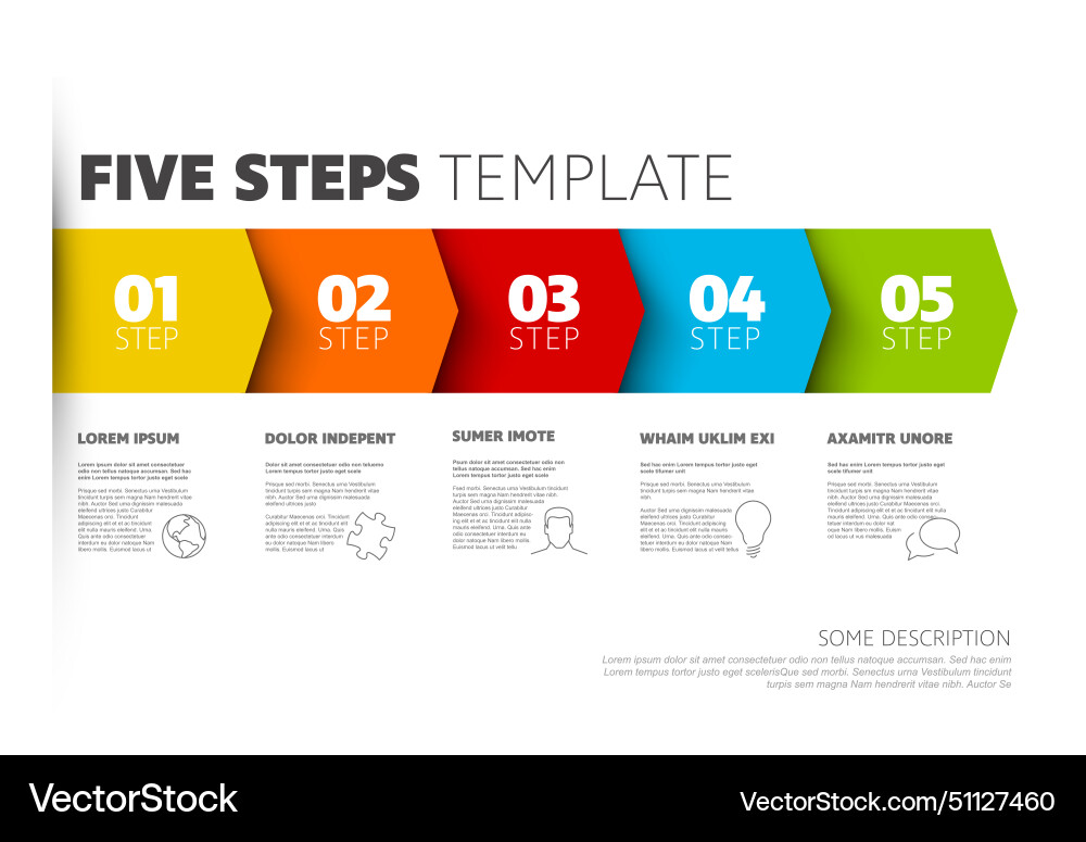 Progress five steps infographic template Vector Image Progress five steps infographic template Vector Image