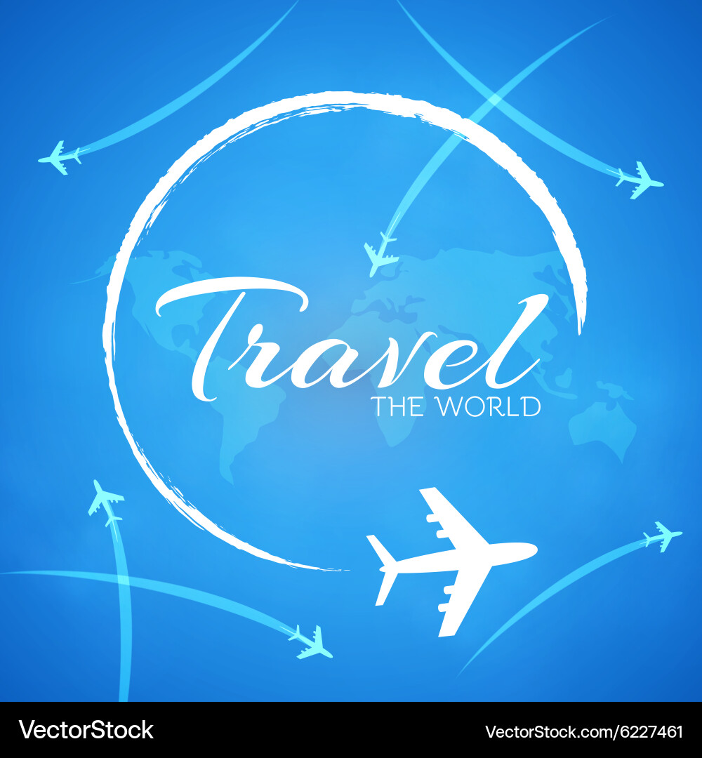 Blue background with white airplanes Royalty Free Vector