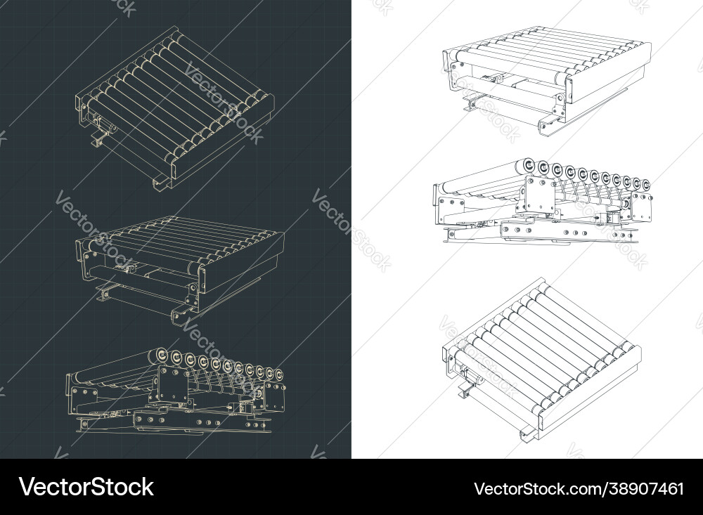 Conveyor section blueprints Royalty Free Vector Image