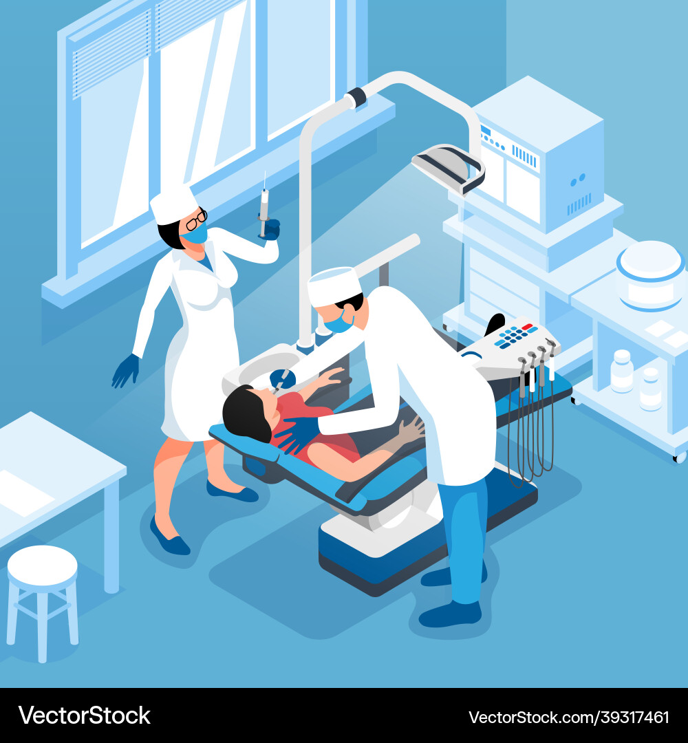 Dentist isometric Royalty Free Vector Image - VectorStock