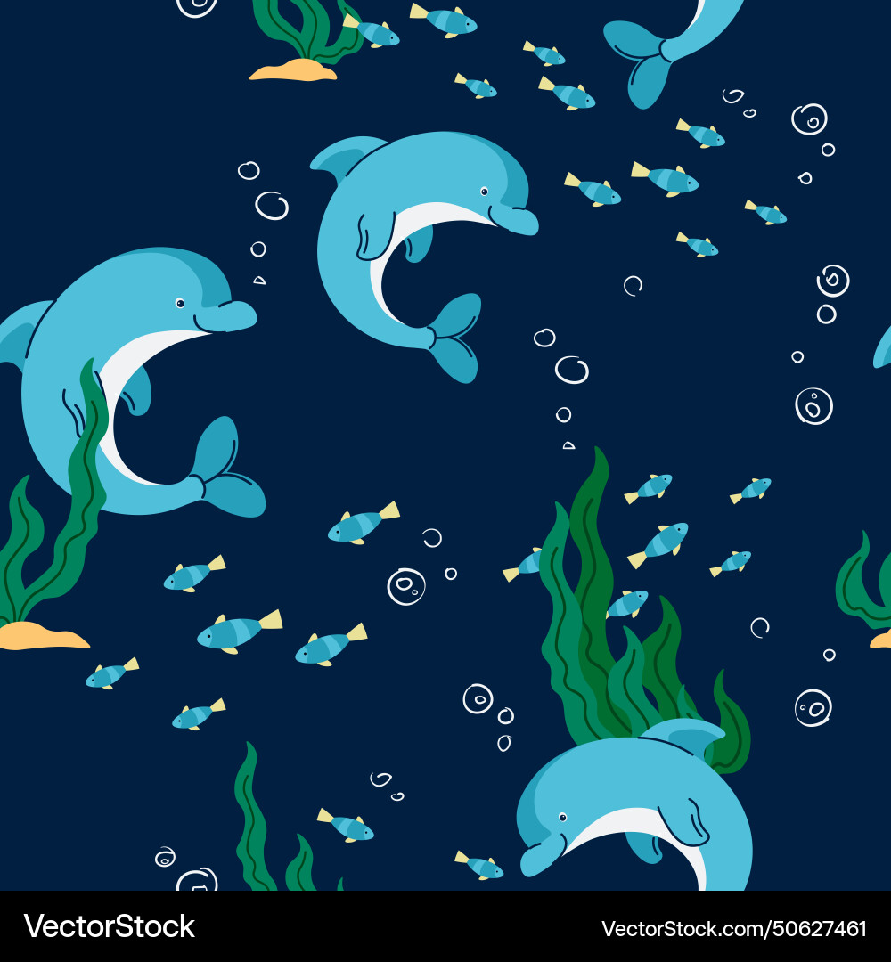 Dolphins and fish aquatic design Royalty Free Vector Image