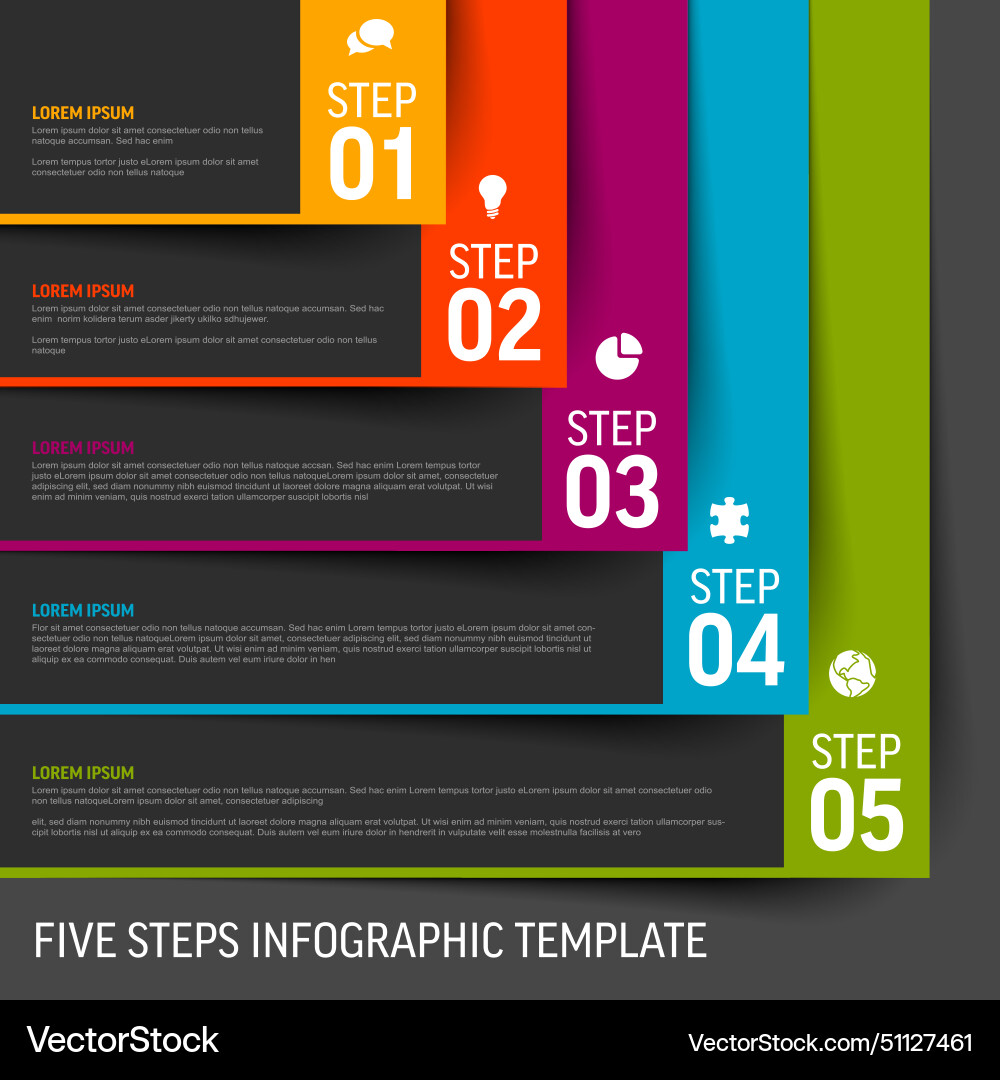 Five simple slips of paper as steps process Vector Image