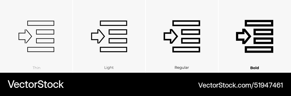 Indent icon thin light regular and bold style Vector Image