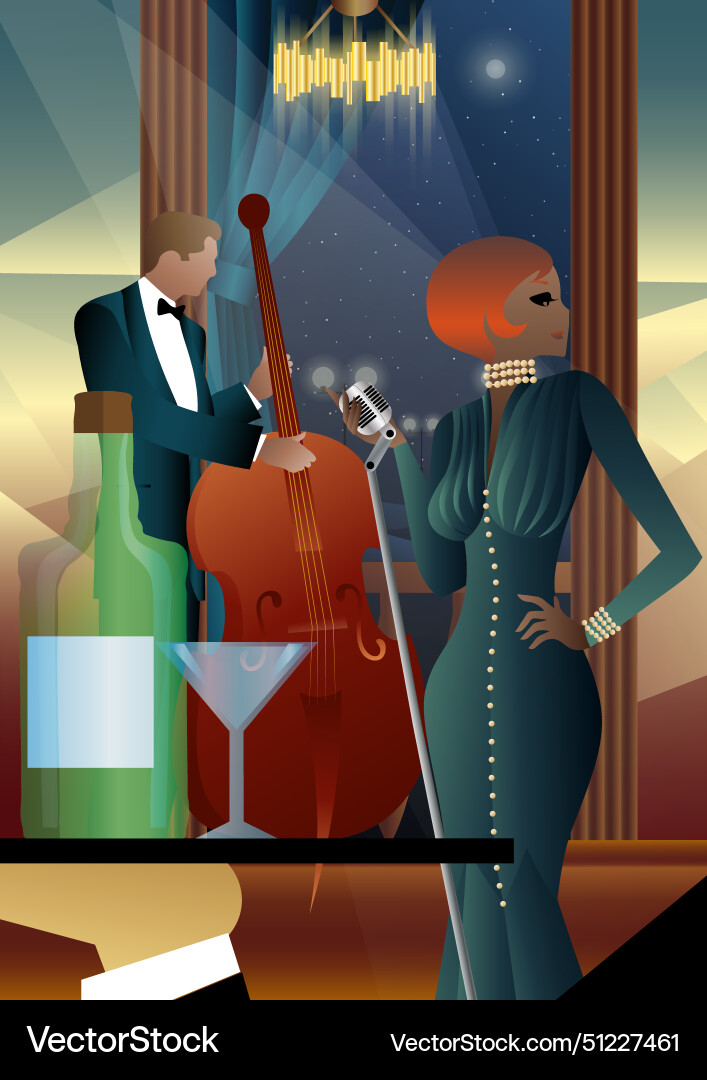 Jazz musicians and singer on a universal Vector Image