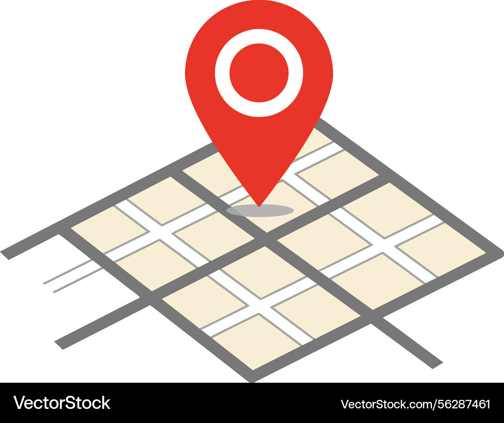 Location pin on simplified city map with grid Vector Image