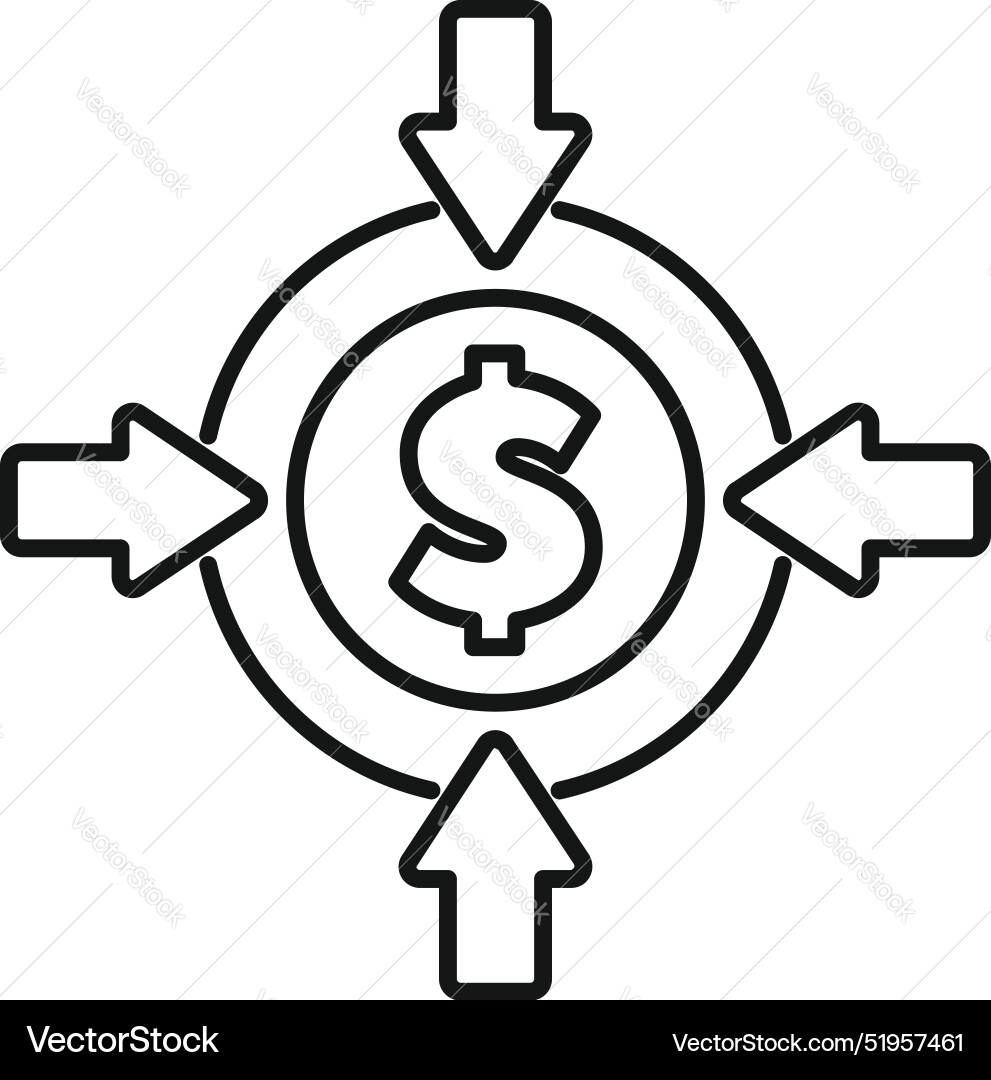 Money flow with arrows pointing to center Vector Image