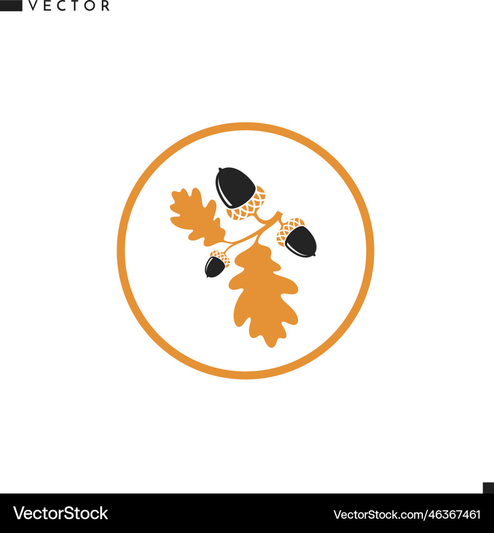 Oak branch with acorns sign Royalty Free Vector Image