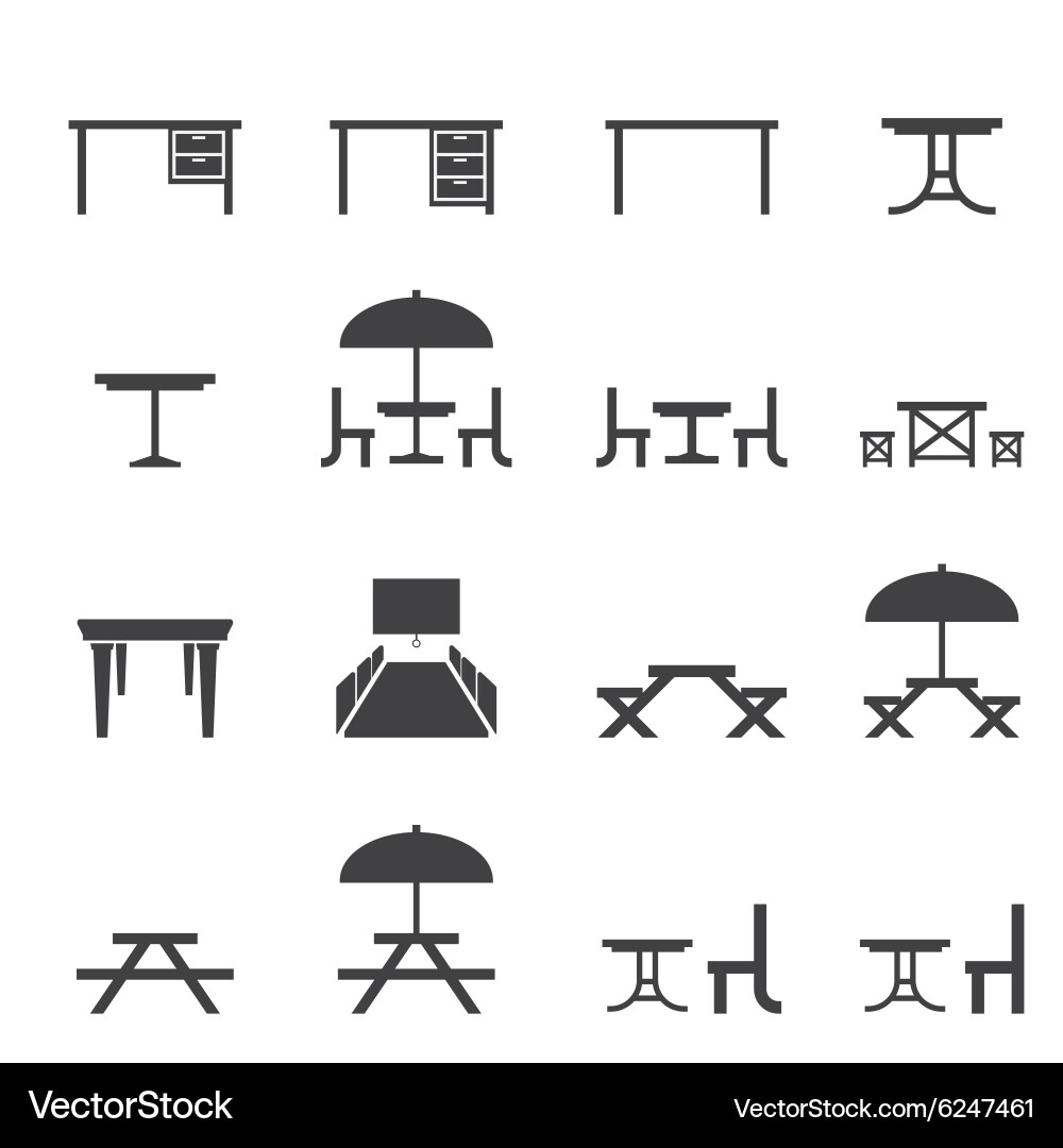 Outdoor Table & Seating Icon Set Royalty Free Vector