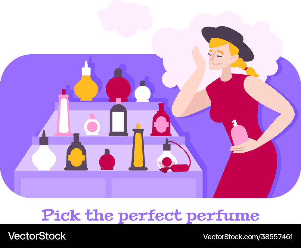 Perfume flat composition Royalty Free Vector Image